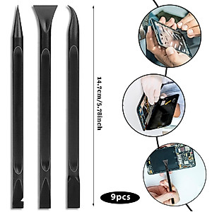 Crevice Cleaning Tool, 9 PCS Carbon Fiber Plastic Scraper Tool Car Detailing Brush Set Non-scratch Multi-purpose Scraper for Clean Small Narrow Spaces and Gaps, Remove Stickers Labels Oil Stains Dirt