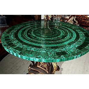 42 x 42 Inches Round Shape Marble Dining Table Top Gemstone Overlay Work Beautiful Table for Restaurant and Hotel Decor