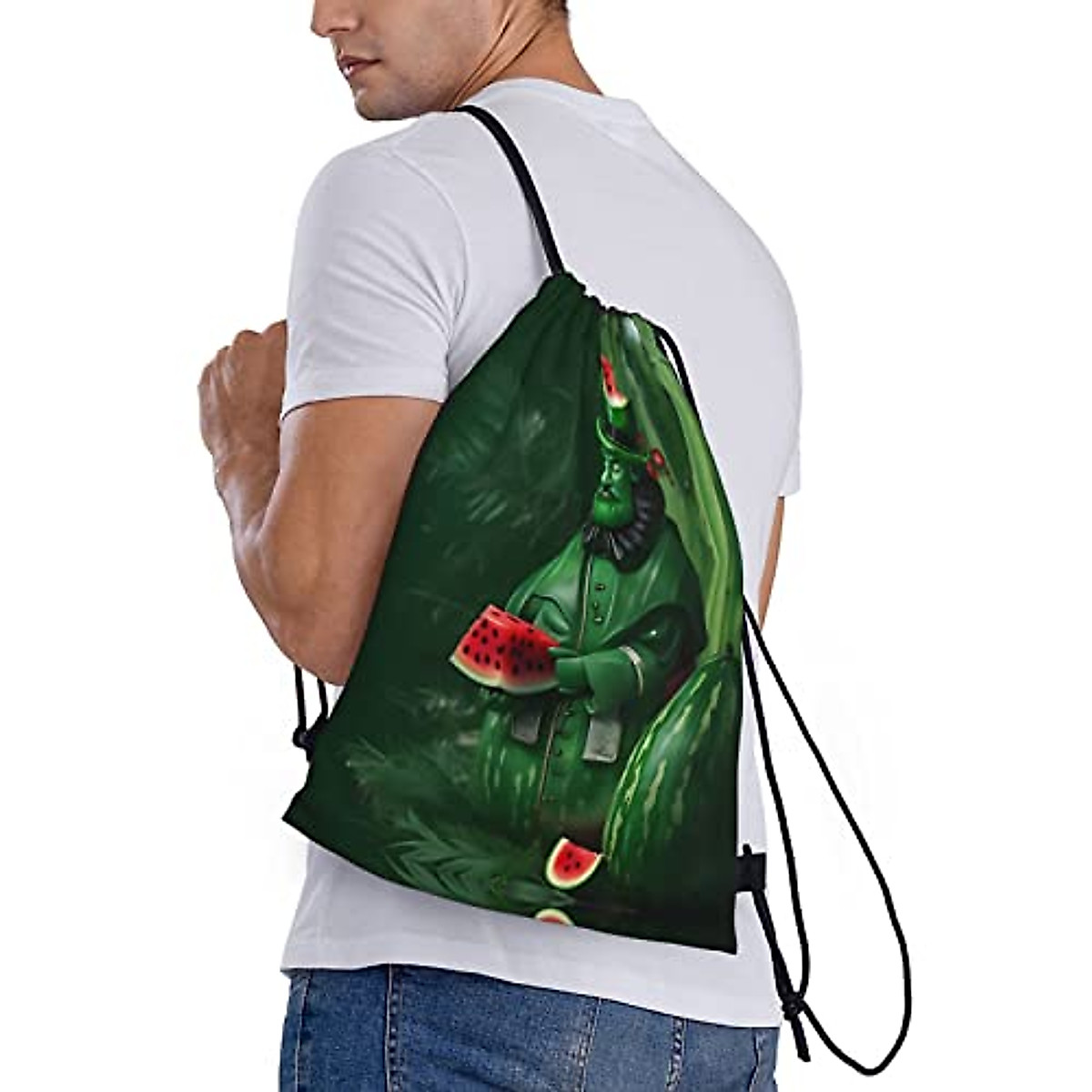 vacsAX Patrick's Watermelon Festival Drawstring Backpack Sport Swim Bag Gym Sack Sackpack For Women Men Sports Gym Beach Sackpack