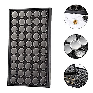 KALLORY Diamonds for Nails Clear Plastic Round Storage Box 50 Grids Craft Gem Beads Display Storage Case Jewelry Organizer Container for Nail Glitter Rhinestone Crystal Accessories Black