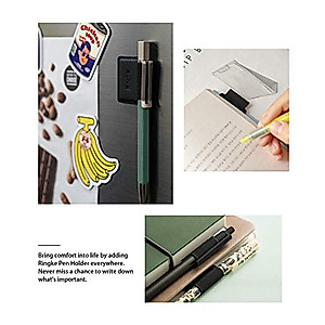 Ringke Pen Holder for Apple Pencil, Journal, Notebooks, and More - 3M Self Adhesive PU Leather Durable Pen Loop with Elastic (3 PACK) - Black