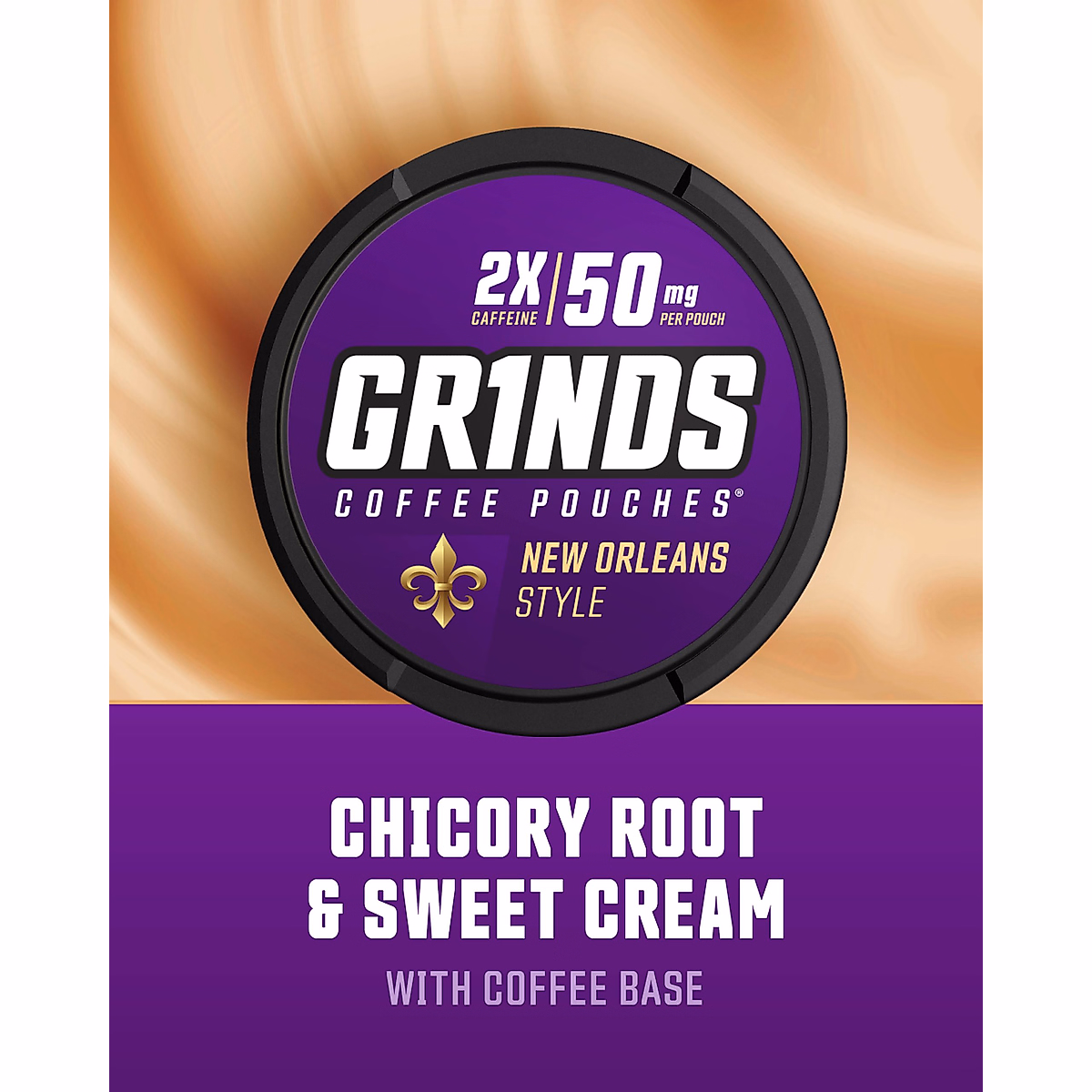 Grinds Coffee Pouches | Tobacco Free, Nicotine Free Healthy Alternative | 3 Cans of New Orleans | Made in the USA | 18 Pouches Per Can | 2x Caffeine 1 Pouch eq. 1/2 Cup of Coffee (New Orleans)