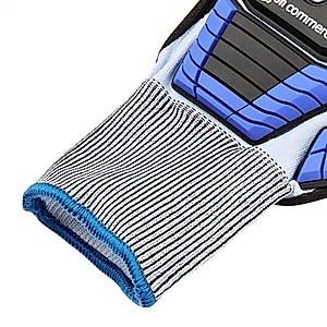 AmazonCommercial 18G Goldsilk & Sandy Nitrile Gloves with Impact Protection on Back (Blue/Black), Size XL, 1-Pair