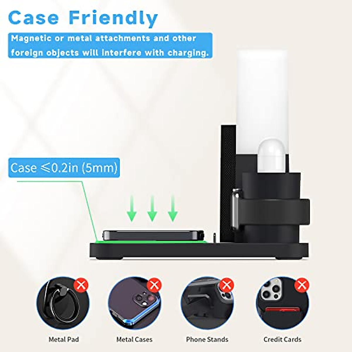 Wireless Charger,3 in 1 Fast Charging Station with Digital Alarm Clock and Night Light,Compatible for iPhone 13/13 Pro/12/12Pro Max/11 Series/XS Mas/XR/XS/8/8 Plus/iwatch/AirPods/Samsung Galaxy