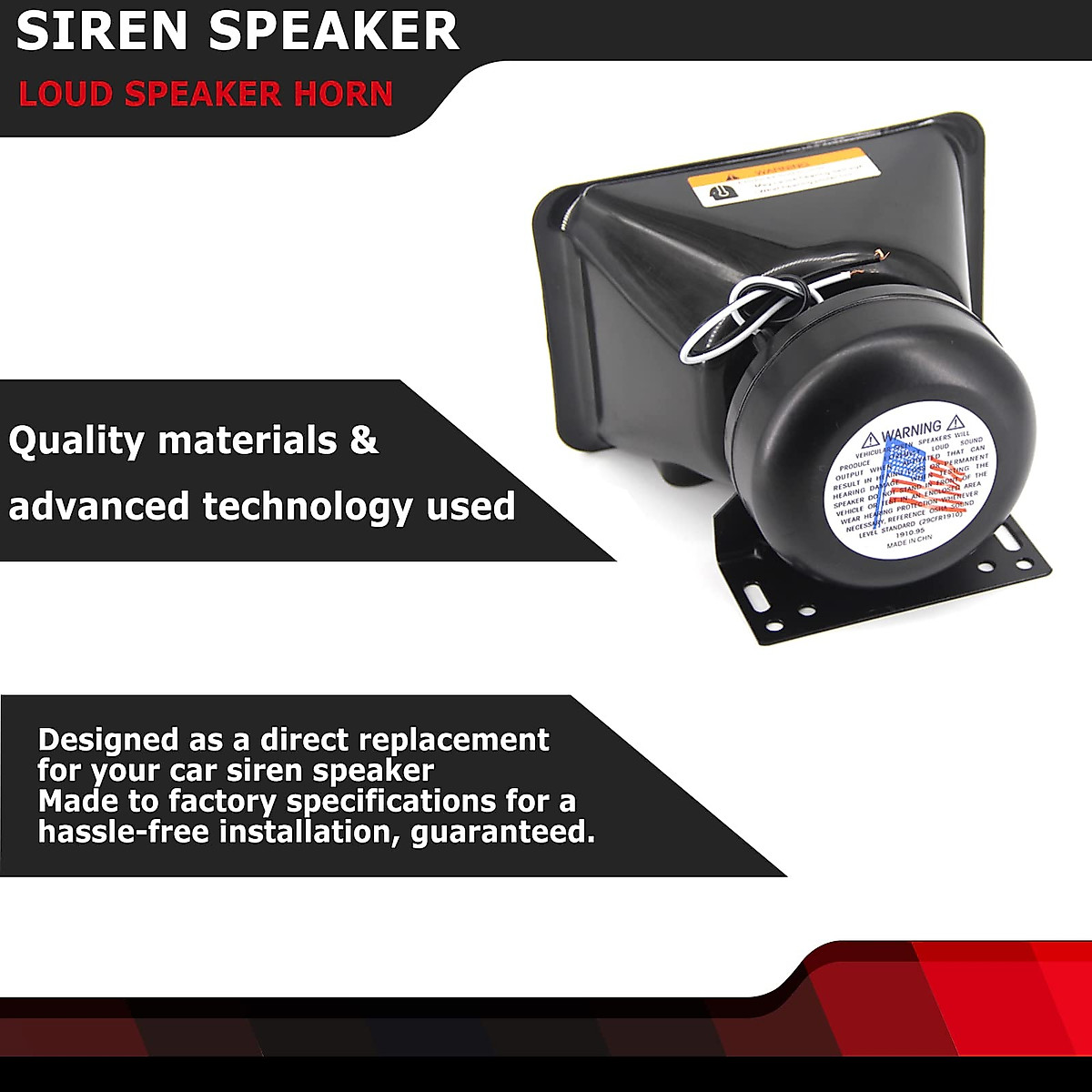 High Performance Siren Speaker Compatible with Any 100-200 Watt 100W 200W