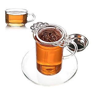 Vankcp 4 Set Tea Strainers with Drip Bowls, Loose Leaf Tea Strainers with Double Winged Handles Extra Fine Mesh Tea Infuser Brew Loose Leaf Tea, Spices, Seasonings