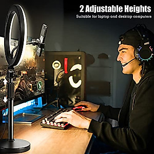 Selfie Ring Light with Stand and Phone Holder, 10'' Dimmable Desktop LED Circle Light for Laptop,Computer, Lighting Kit Gifts for Live Streaming/Laptop Video Conference/Chat/Makeup/YouTube/Tiktok/Vlog