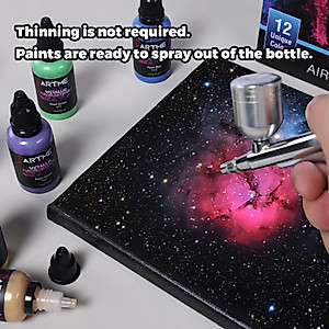 ARTME Airbrush Paint, 12 Metallic Colors Airbrush Paint Set Opaque & Water Based Acrylic Metallic Airbrush Paint, Ready to Spray, Leather & Shoe Airbrush Paint Kit for Artists, Beginners, and Students