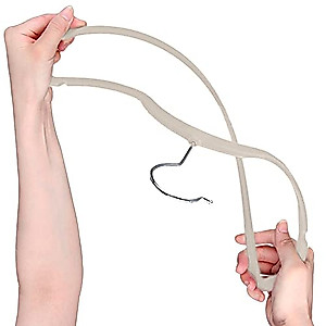 TECHZOO 50 Pack New Premium Quality Velvet Hangers Ultra Thin Non Slip Adult Felt Space Saving Hangers for Closet Heavy Duty Coat Pants Jackets Dress Hangers 360° Swivel Hook Hold Upto 10 lbs Ivory