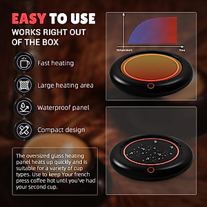 Coffee Mug Warmer, 40W Coffee Warmer for Desk Auto Shut Off, 3 Temperature Settings Smart Coffee Cup Warmer, Electric Candle Warmer Heating Plate for Coffee, Beverage, Milk, Tea and Hot Chocolate