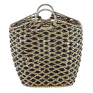 Deco 79 Seagrass Handmade Storage Basket with Handles, 21" x 18" x 18", Brown