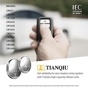 TIANQIU 2032 Battery (CR2032/ DL2032/ E-CR2032/ SB-T51/ LF1/ 2V) Lithium 3v (1 Pack of 5)