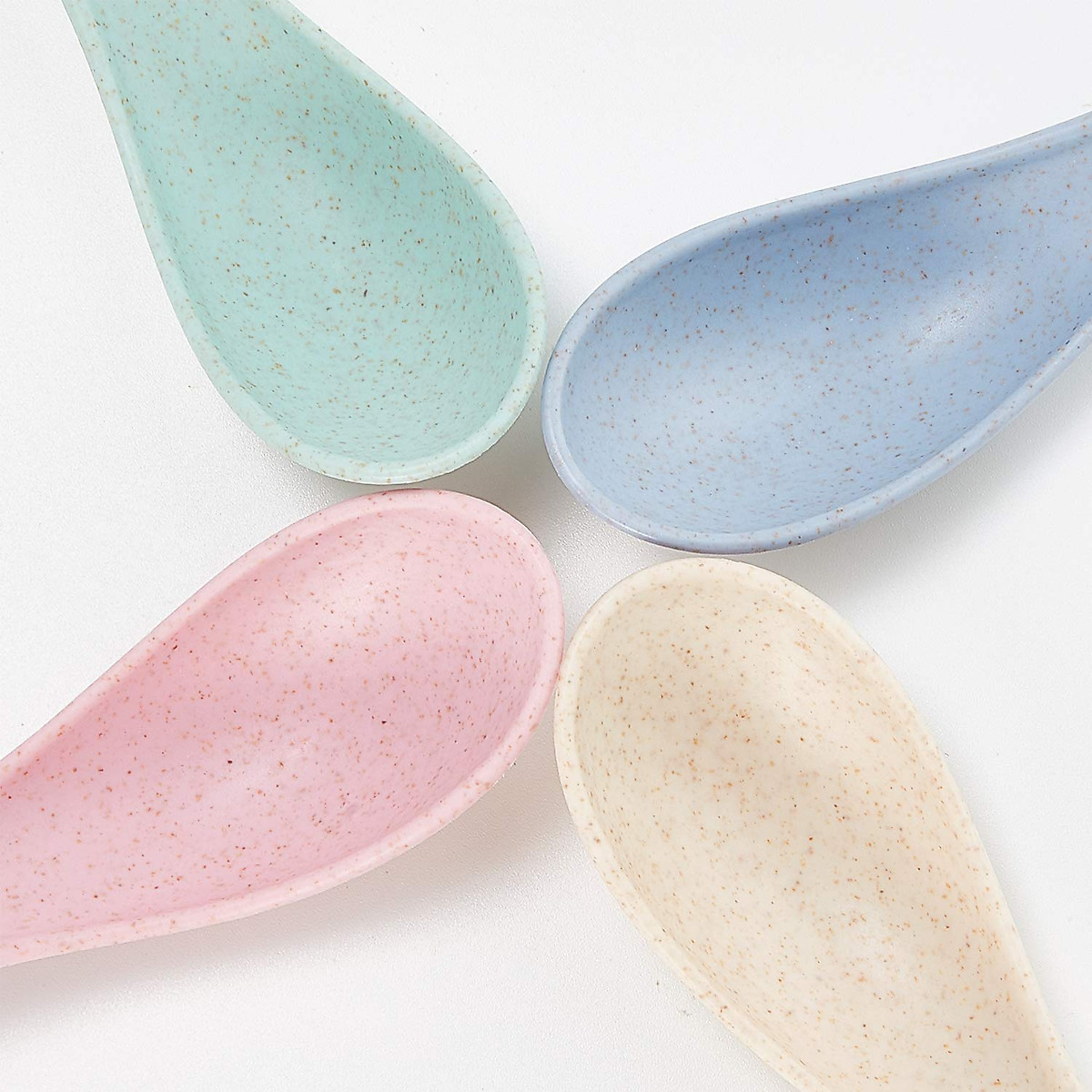 Outus 8 Pieces Wheat Straw Plastic Spoon Dinner Spoon Portable Wheat Straw Soup Spoon Dishwasher and Microwave Safe Spoon