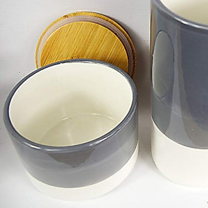 Leaf Ceramic Storage Jars Kitchen Canisters with Lids, 12cm/14.5cm/20cm, Grey