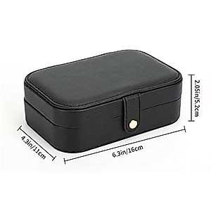 SYCARON Jewelry Box Organizer, Jewelry Organizer Travel PU Leather Portable Jewelry Storage Box for Women and Girls Jewelry Box Earring Rings Necklace Bracelets Accessories, Double Layer, Black