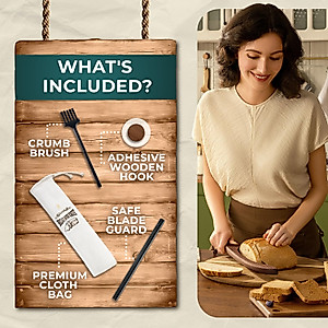 Bread Knife Package Slicer for Sourdough Bread, 16.5" Premium Wooden Bow Design, Premium Stainless Steel Serrated Saw, Cutter for cutting Loaf, Sandwich, Bagels, Homemade Bread & more - Black Walnut