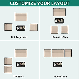 YITAHOME 4 Piece Patio Furniture Set, Small Backyard Bistro Rocking Chairs, Loveseat and Glass Table, Textilene Outdoor Conversation Set for Lawn, Garden, Balcony, Poolside (Brown)