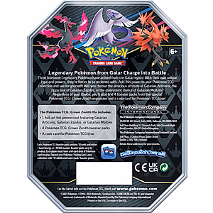 Pokémon TCG: Crown Zenith Tin – Galarian Moltres (1 Foil Card & 5 Booster Packs)