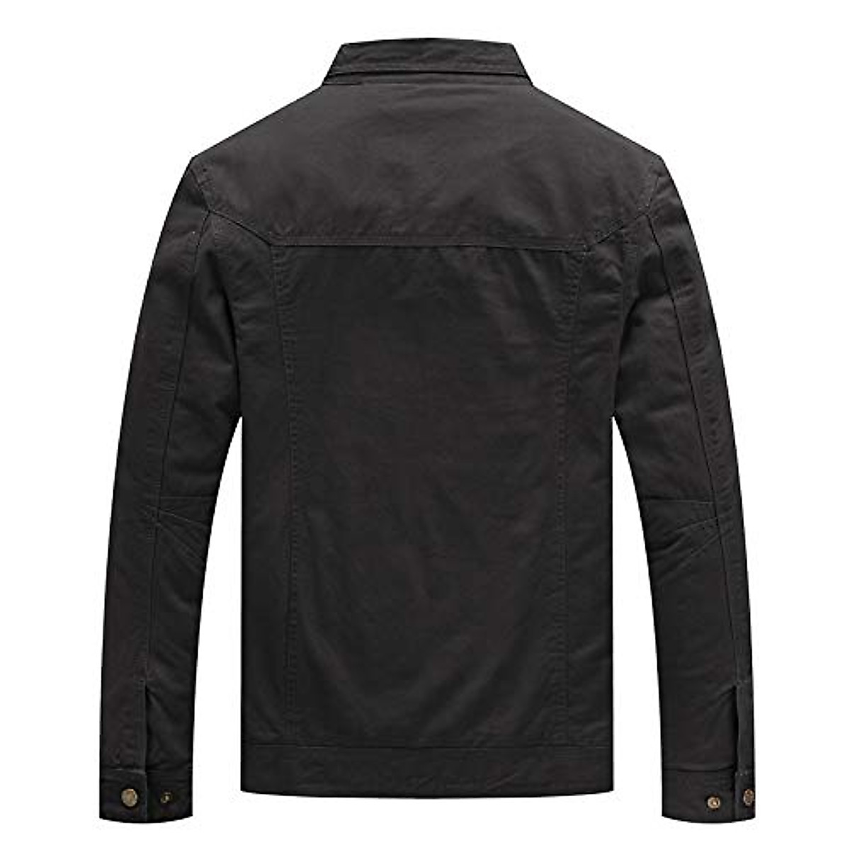 WenVen Men's Casual Cotton Jacket Canvas Military Field Jacket (B-Black,M)