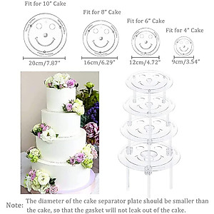 EBOCACB Smiley Plastic Cake Dowel Rods Set，12 Pcs White Plastic Cake Dowel Rods,12 Pcs Clear Cake Stacking and 4 Pcs Smiley Cake Separator Plates for 4, 6, 8, 10 Inch Cakes