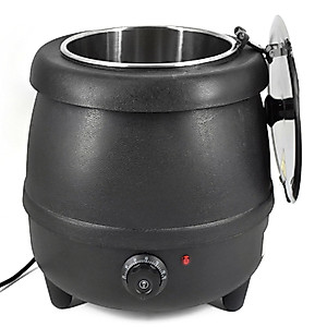 OUKANING 10L Soup Kettle, 400W PP Shell Commercial Electric Soup Warmer 110V Black Countertop Food Kettle Warmer Restaurant Stainless Steel Pot for Home & Commercial