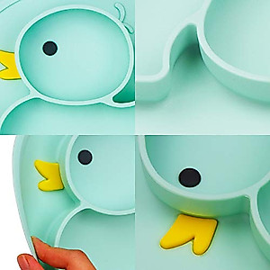 Baby Divided Plate Silicone 2 Set- Portable Non Slip Child Feeding Plate for Children Babies and Kids BPA Free Baby Dinner Plate Microwave Dishwasher Safe