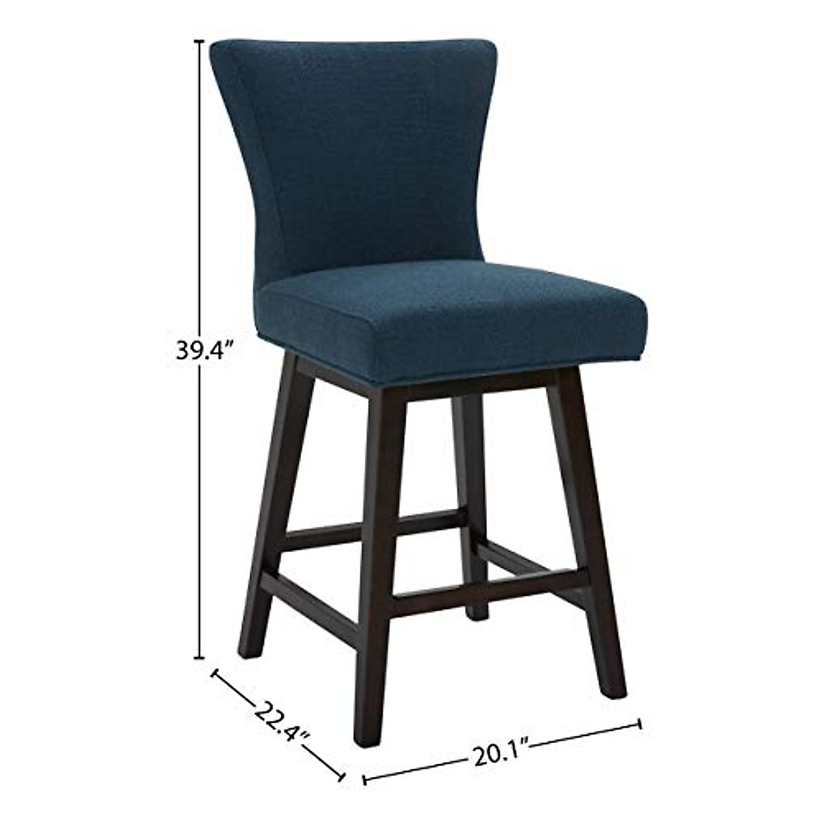 Amazon Brand – Stone & Beam Esme Memory-Swivel Counter-Height Barstool, 39.4"H, Cadet Blue