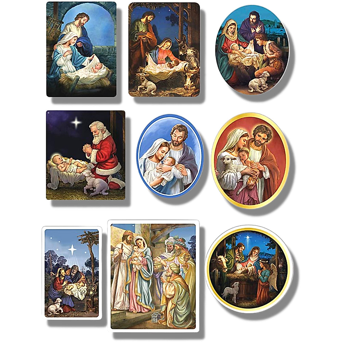 Assorted Holy Family Nativity Manger Scene Sticker Sheet Pack, Novelty Christmas Stickers for Sunday Schools, Stocking Stuffers, Church Giveaways, and More, 3 Sheets Included
