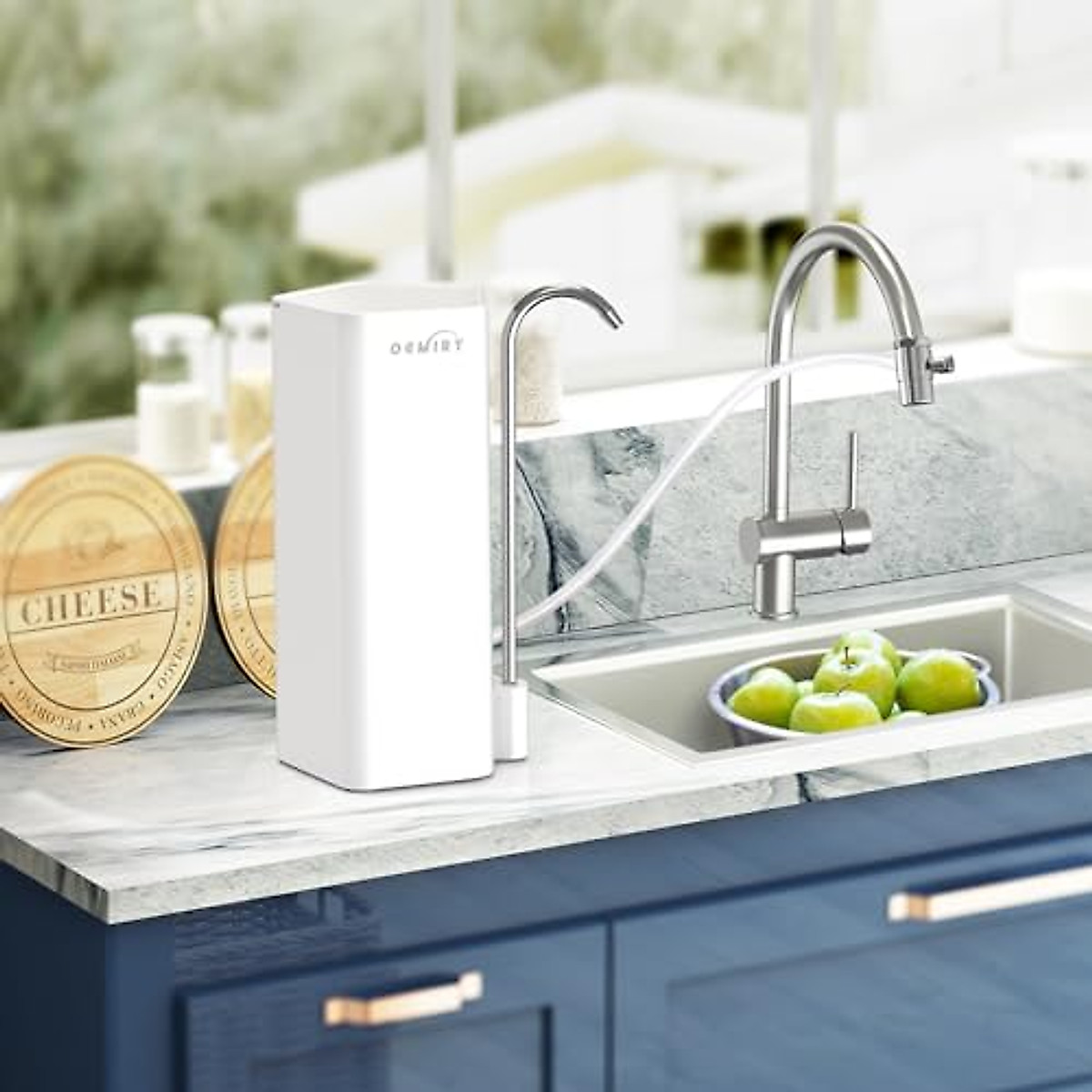 OEMIRY Countertop Water Filtration System, NSF/ANSI 42&372 Certified, 8000 Gallons Alkaline Water Filter, Reduces 99.99% Lead, Chlorine, Heavy Metals, Bad Taste & Odor OM-CF04(1 Filter Included)