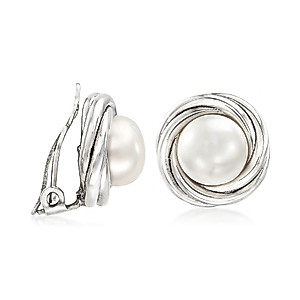 Ross-Simons 8mm Cultured Pearl Clip-On Earrings in Sterling Silver