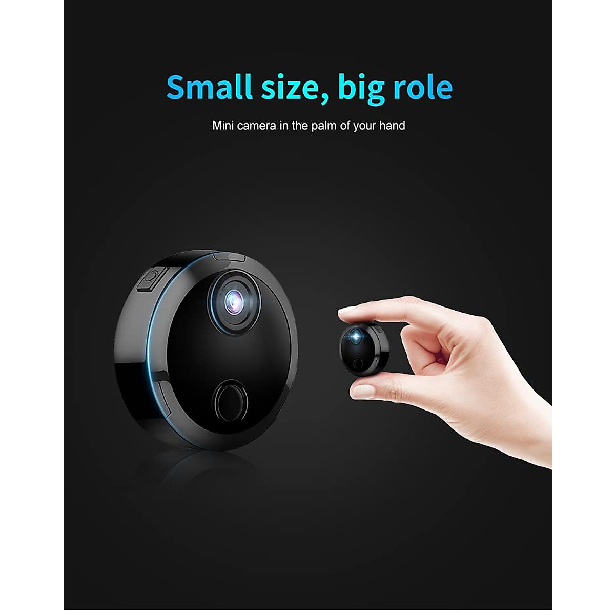 OUCAM Mini WiFi Spy Camera 1080P Video Recording Live Feed, Wireless Hidden Spy Cam Nanny Camera/Auto Night Vision/No Light Night Vision/Motion Activated Alarm(2023 Upgraded Phone APP)