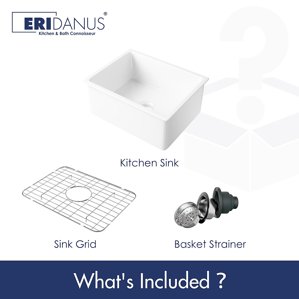 Drop in Kitchen Sink, Eridanus 24" x 18" Undermount Kitchen Sink 24 Inch Fireclay Sink Dual Mount White Kitchen Sink Topmount Deep Single Bowl with Bottom Grid and Strainer Drain