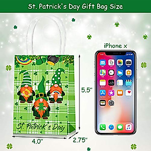 St. Patrick's Day Craft Gift Bags Irish Clover Holiday Paper Bags Kraft Treat Bags Mini Candy Bags Assortment Shamrock Wrapping Bags for Kids Classroom Party Favors Supplies (10 Pcs)