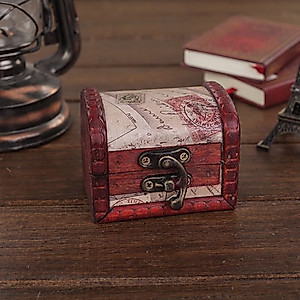 smallwoodi Jewelry Box,Jewelry Case,Retro Stamp Style Metal Lock Wooden Jewelry Storage Box Treasure Necklace Case Gift Box Storage Box Case
