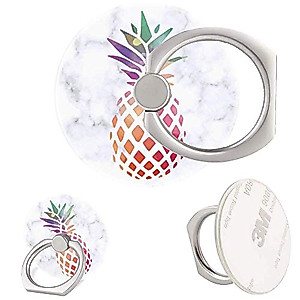 (3 Pack) Mobile Phone Ring Holder Finger Grip,White Marble Rose Gold Pineapple Cell Phone Stand Collapsible Kickstand Compatible with All Smartphone
