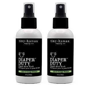 Diaper Duty Diaper Area Wash 4oz (2 Pack), Orange Blossom & Aloe, Gentle Cleansing Spray for Cloth Diapers, Calming & Soothing