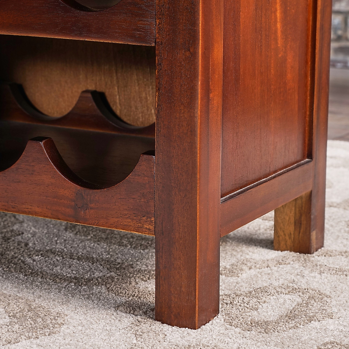 Christopher Knight Home Eirinn Acacia Wood with Faux Wood Overlay Wine Rack, Dark Oak