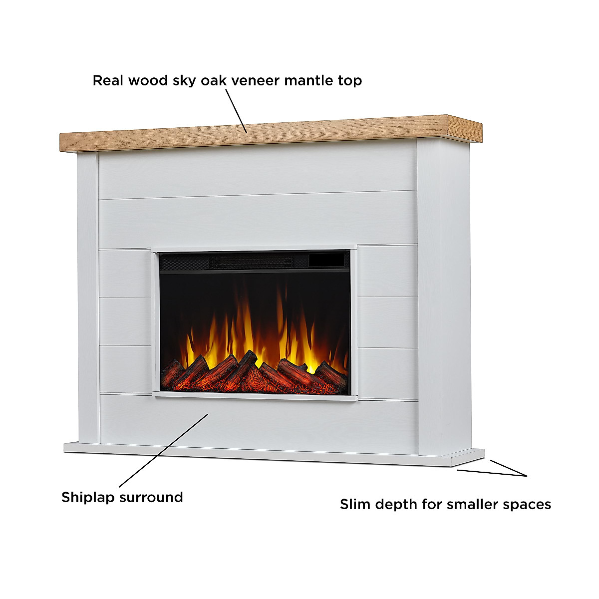 Marshall 49" Slim Electric Fireplace TV Stand in White by Real Flame