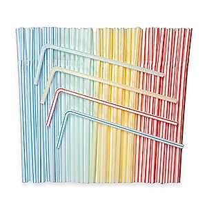 200 Bendable Disposable Drinking Straws - Flexible Straws - Bendy Straws Disposable - Plastic Straws Bendable - Classic Straws - Straws disposable- Straws Drinking Plastic