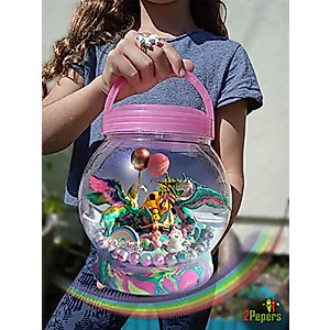 Light-Up & Paintable Fairy and Unicorn Terrarium Kit for Kids, Birthday Gifts For Girls, Unicorn Toys, DIY Arts & Crafts Presents Stuff for Age 4 5 6 7 8-12 Year Old Girl Gift, Science Clay Activities