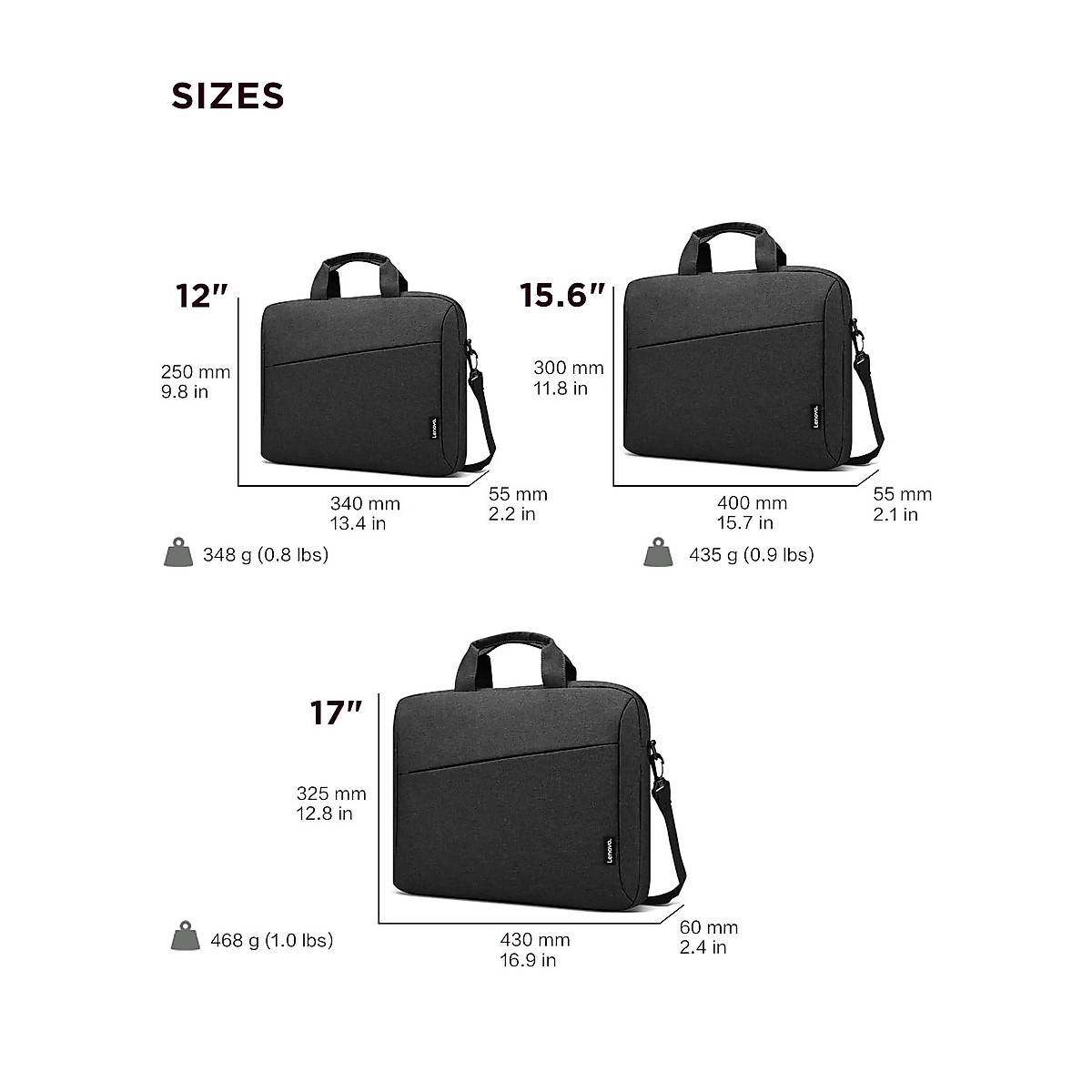 Lenovo Laptop Shoulder Bag T210, 15.6-Inch Laptop or Tablet, Sleek, Durable and Water-Repellent Fabric, Lightweight Toploader, Business Casual or School, GX40Q17229, Black