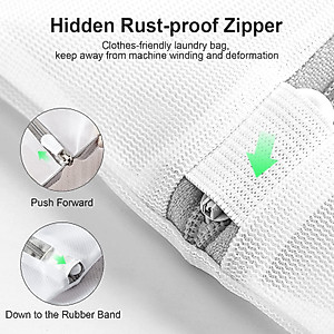 Mesh Laundry Bags for Delicates with Non Rust Zipper(10 Pack)-MDSXO White Delicate Laundry Wash Bags, Easy Fit Bra, Sock,Lingerie,Sneaker,Baby Laundry for Washing Machine Travel Storage[1XL/3L/3M/3S]