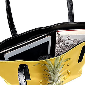 Large Leather Handbags for Women Funny Pineapple Top Handle Shoulder Satchel Hobo Bag