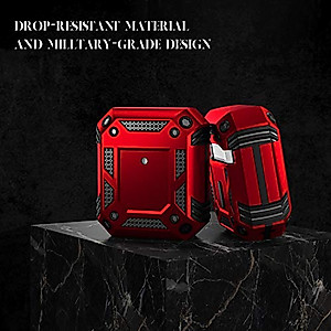 ZADORN Airpod Case,Military Grade Protective Cases for Airpods 1st/2nd with Hard PC and Soft TPU Cover,15ft. Drop Tested Shockproof Airpod Case with Keychain Compatible with Wireless Charging Red