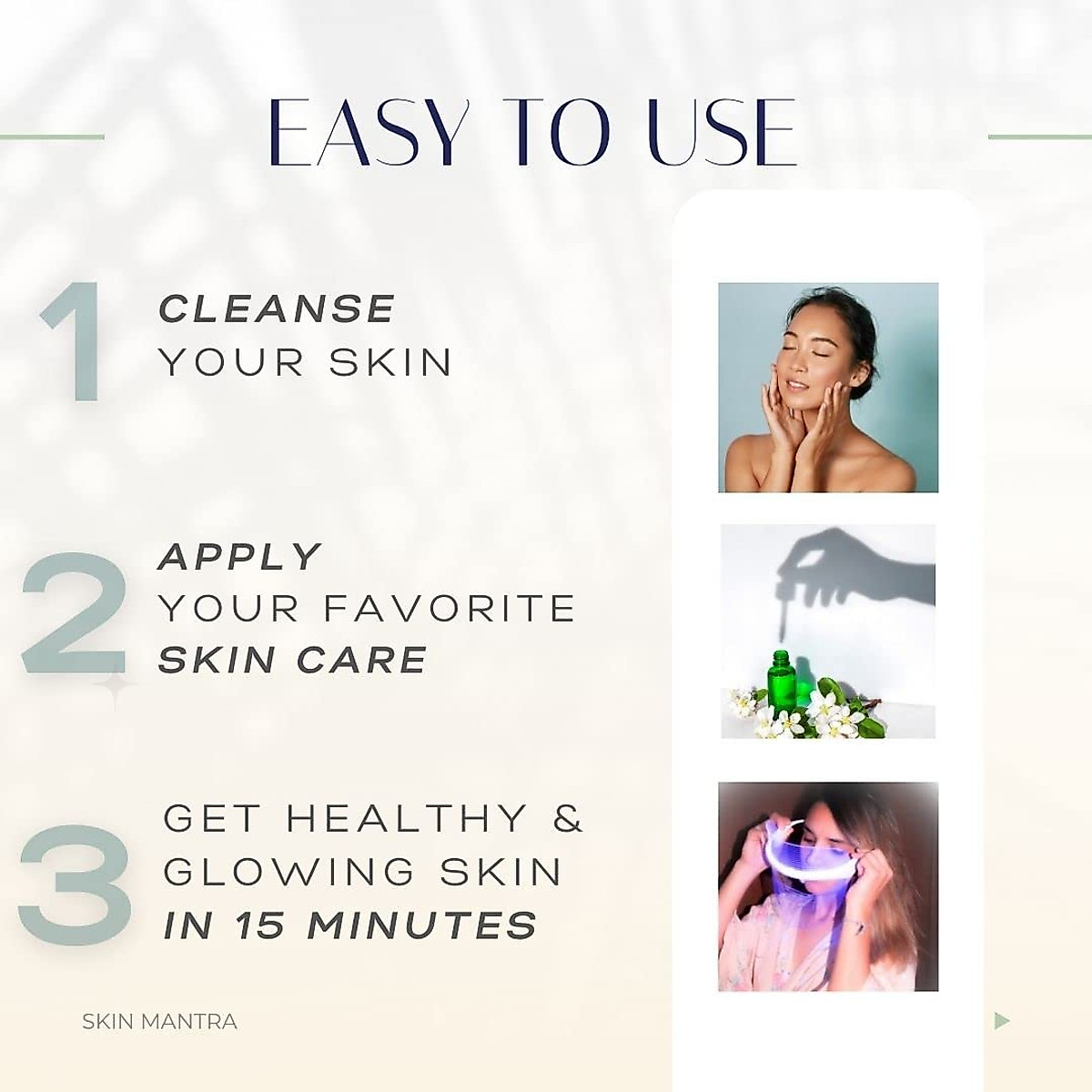 Skin Mantra LED Light Therapy Mask – 3 Colors LED Mask Therapy Facial for Total Skin Repair and Glowing Skin – Professional At-Home LED Skin Care Mask – Lightweight and Portable Facial Care Mask