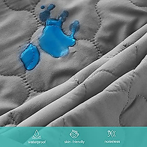 Pack and Play Sheets Fitted Quilted Waterproof Protector, 2 Pack Premium Compatible with Pack n Play Mattress Pad Cover fits for Baby Playpen Playard Mattress, Portable Mini Crib, Gray & Navy Blue