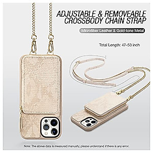 ZVEdeng Wallet Case for iPhone 12 Pro Max, Zipper Wallet Card Holder Case with Crossbody Chain Wrist Strap Leather Handbag for Women Protective Case for iPhone 12 Pro Max 6.7'' Lizard Skin Apricot