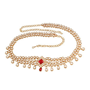 I Jewels Gold Plated Indian Wedding Bollywood Kundan Studded Kamarband/Belly Chain for Women (B027R)