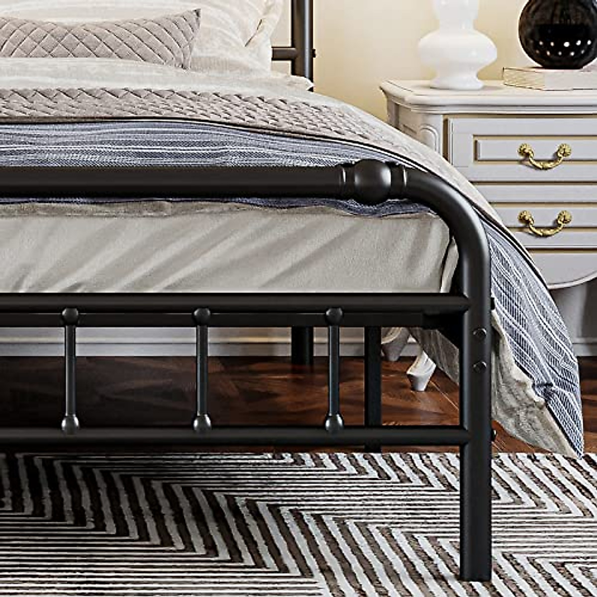 THEOCORATE California King Bed Frame with Headboard and Footboard,14 Inch High 3500lbs Support Metal Platform with Storage,No Box Spring Needed,Noise Free,Anti-Slip,Easy Assembly,Black