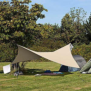 OYE HOYE Sun Shade Sail 7'x 13' Beige Rectangle Patio Canopy, UV Block Waterproof Polyester Shade tarp for Patio Awning Garden Backyard Shades Playground Lawn Sand Outdoor Activities